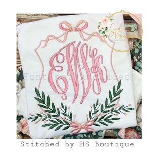 Bows and Branches Monogram Baby Floral Crest Stitch Machine Embroidery ...