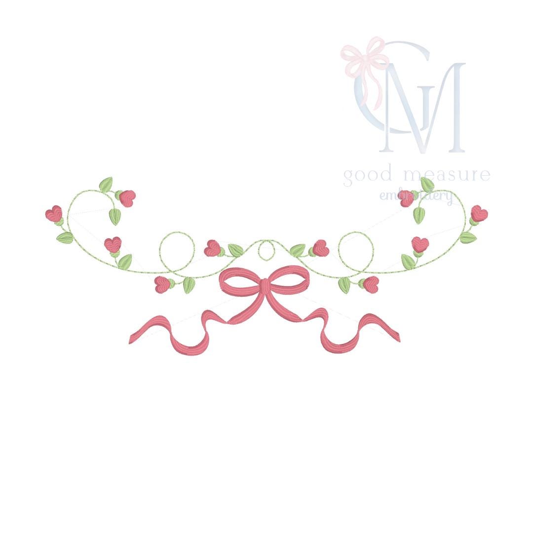 Heart Rosebud Floral Vine Valentines Machine Embroidery Design - Etsy