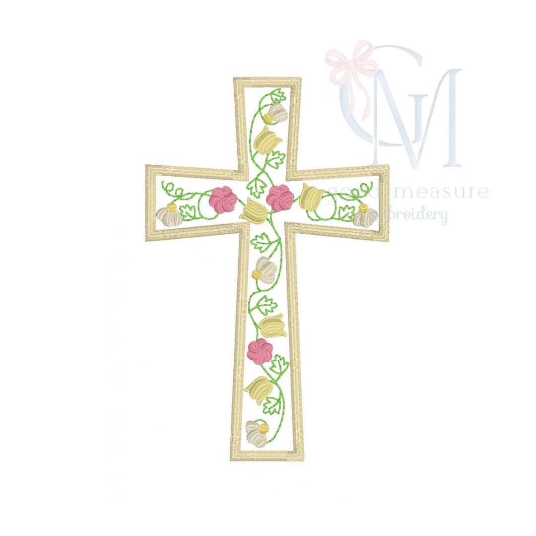 Easter Floral Cross Machine Embroidery Design - Etsy