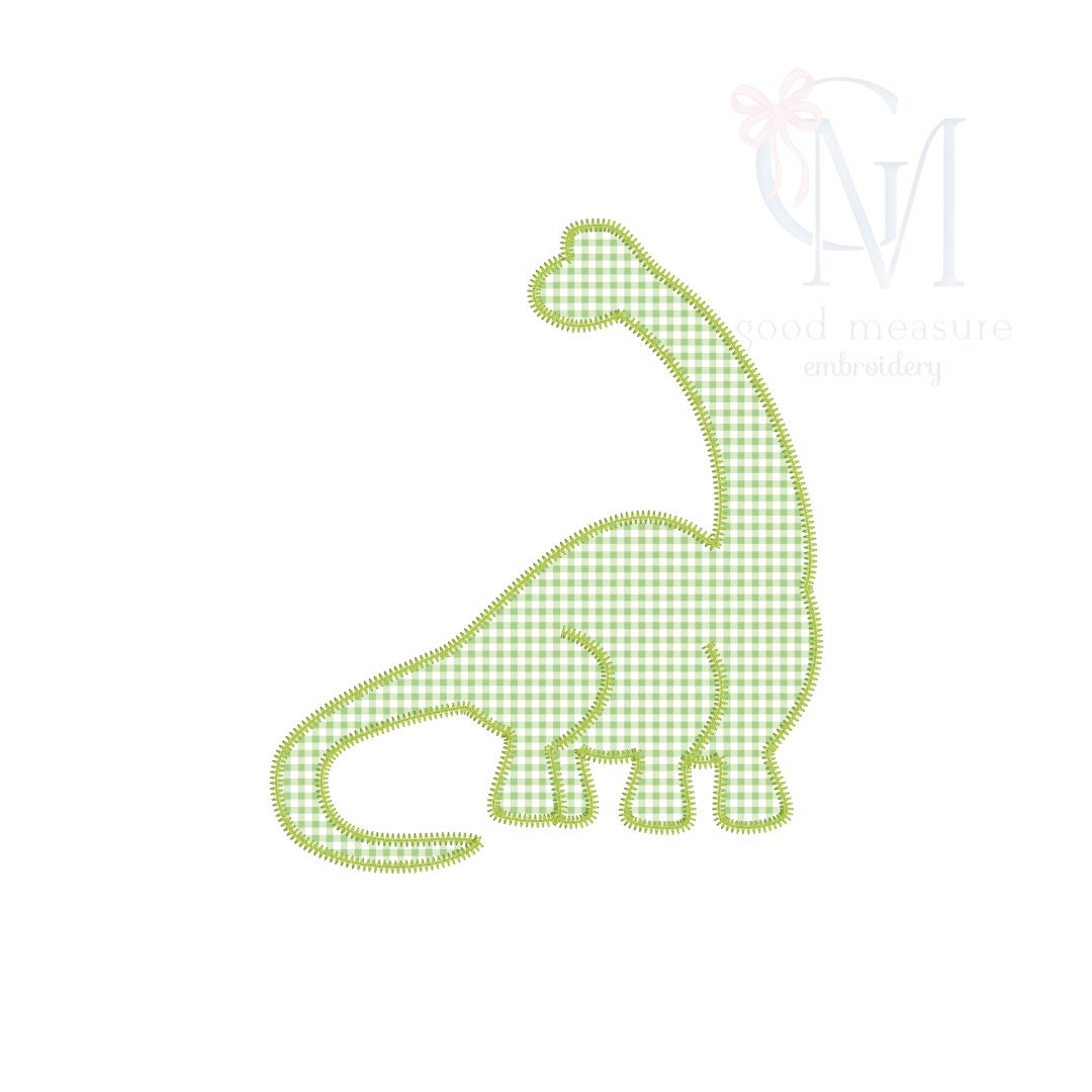 Brontosaurus Dinosaur Applique Zig Zag Stitch Machine Embroidery Design ...