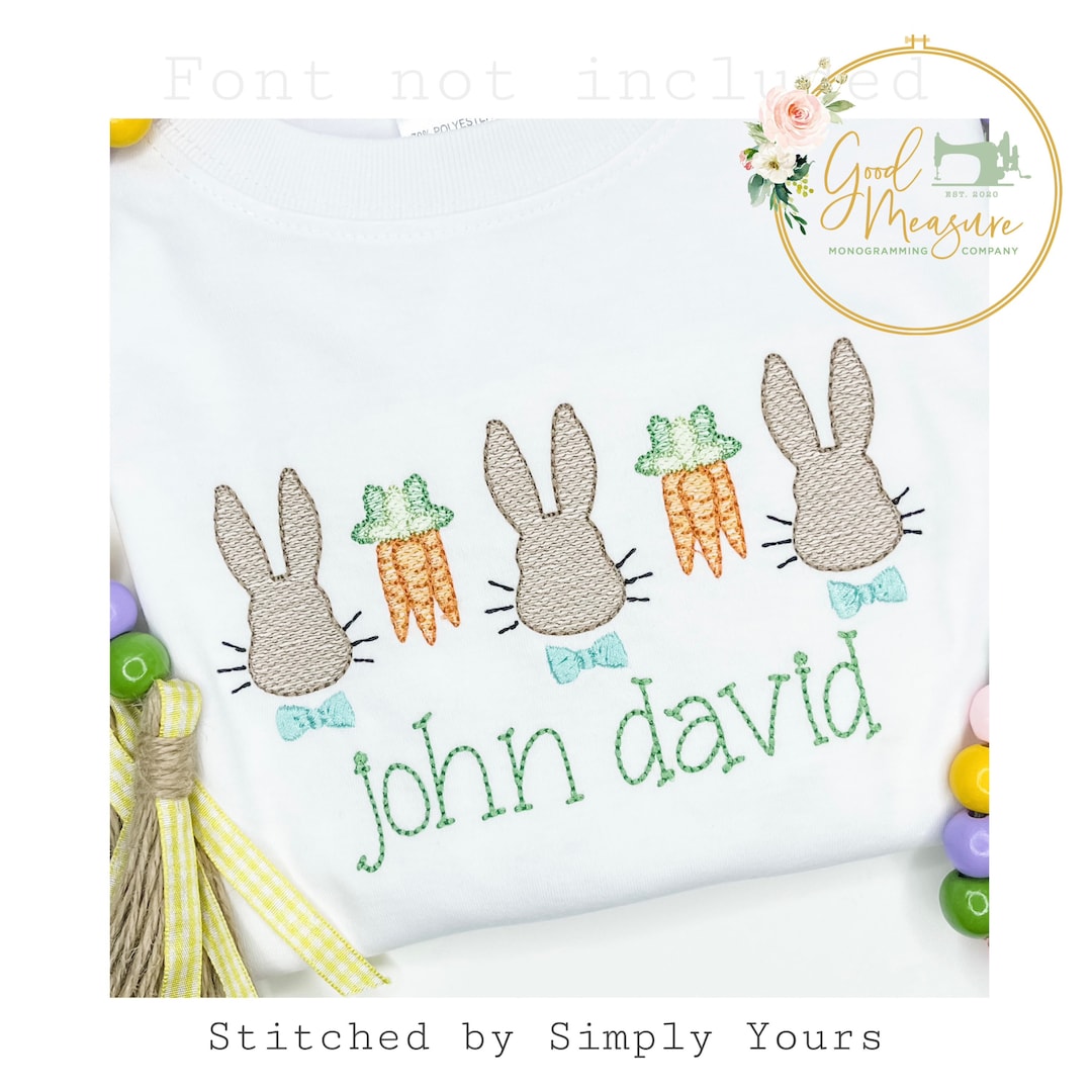 Dapper Easter Bunnies Trio Boy Sketch Stitch Machine Embroidery Design - Etsy