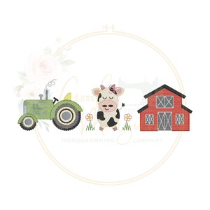 Been Farming Long Girly Cow Tractor Barn Farm Trio Sketch Stitch ...