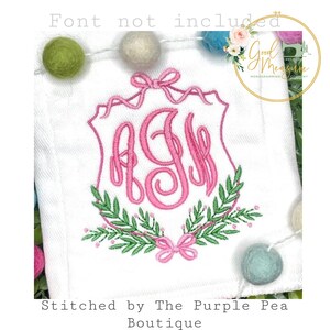 Bows and Branches Monogram Baby Floral Crest Stitch Machine Embroidery ...