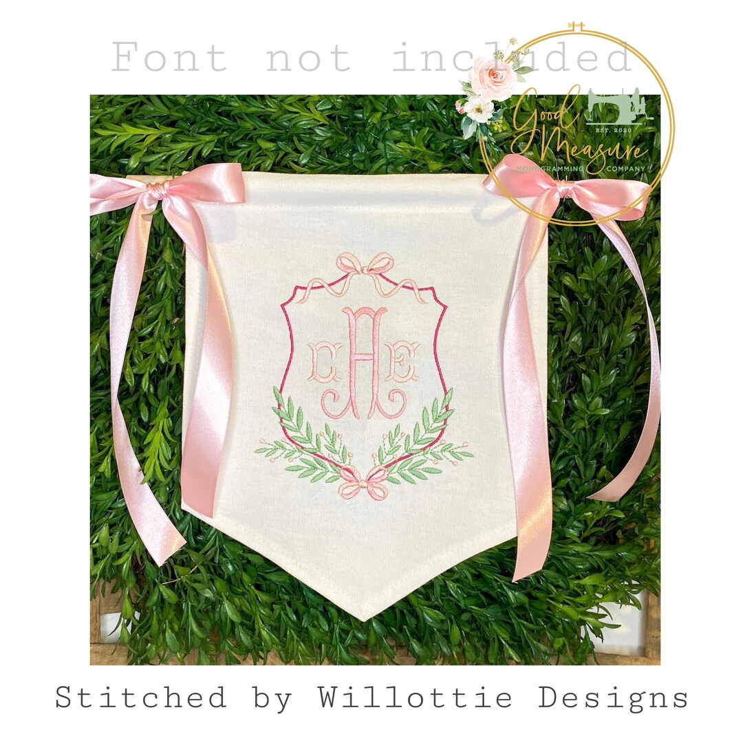 Bows and Branches Monogram Baby Floral Crest Stitch Machine Embroidery ...