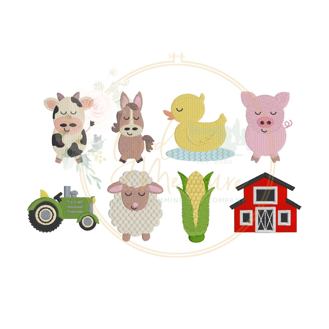 Mini Fill Barnyard Babies Farm Animal Bundle Machine Embroidery Design ...