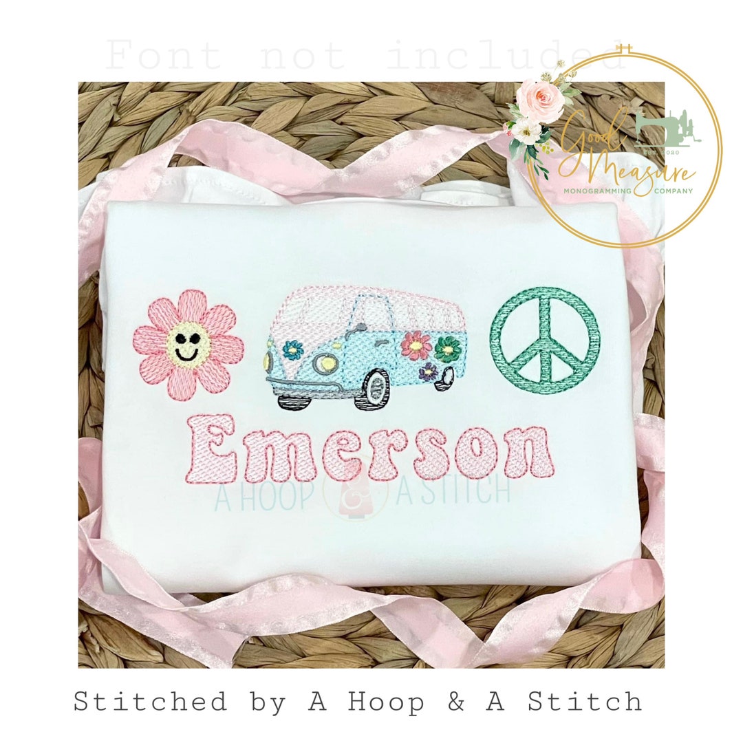 Retro Groovy Van Trio Girl Sketch Stitch Machine Embroidery Design - Etsy