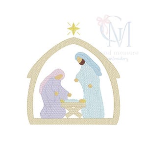 Nativity Scene Sketch Machine Embroidery Design - Etsy