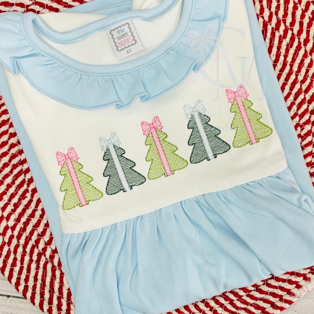 Sketch Christmas Tree With Bow Toppers Sketch Stitch Embroidery Design ...