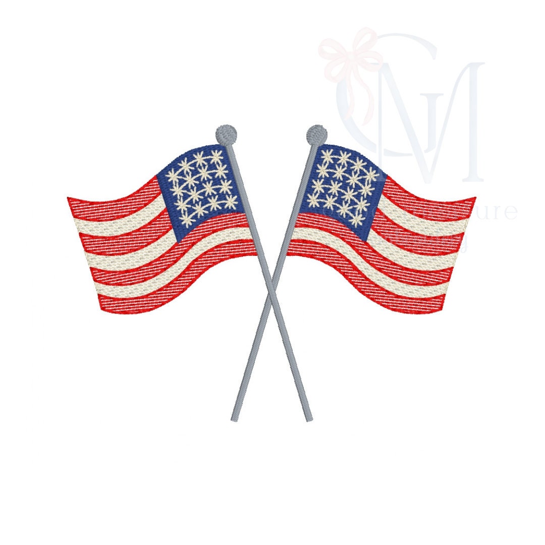 Crossed Flags Sketch Stitch Machine Embroidery Design - Etsy