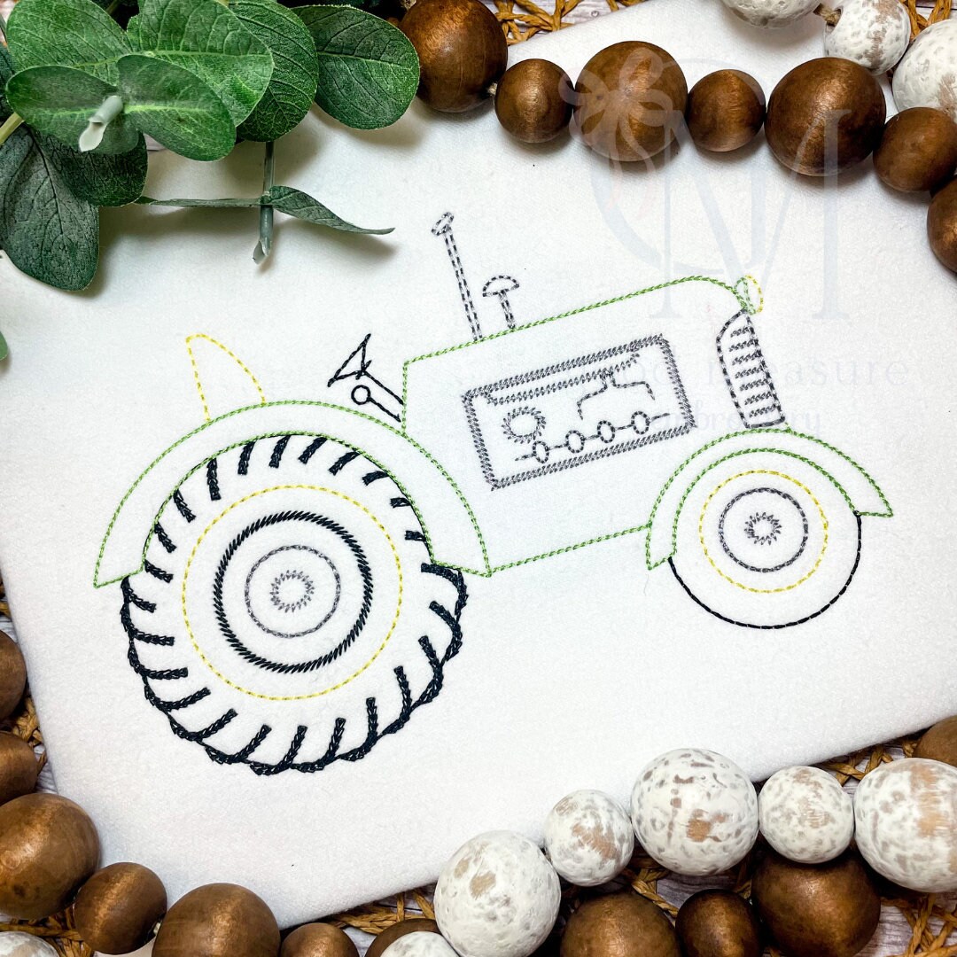 Vintage Farm Tractor Vintage Stitch Machine Embroidery Design - Etsy
