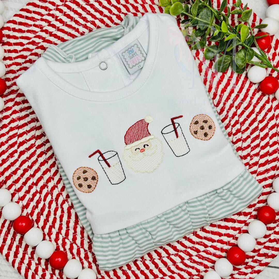 Sketch Santa Milk and Cookies Machine Embroidery Design - Etsy