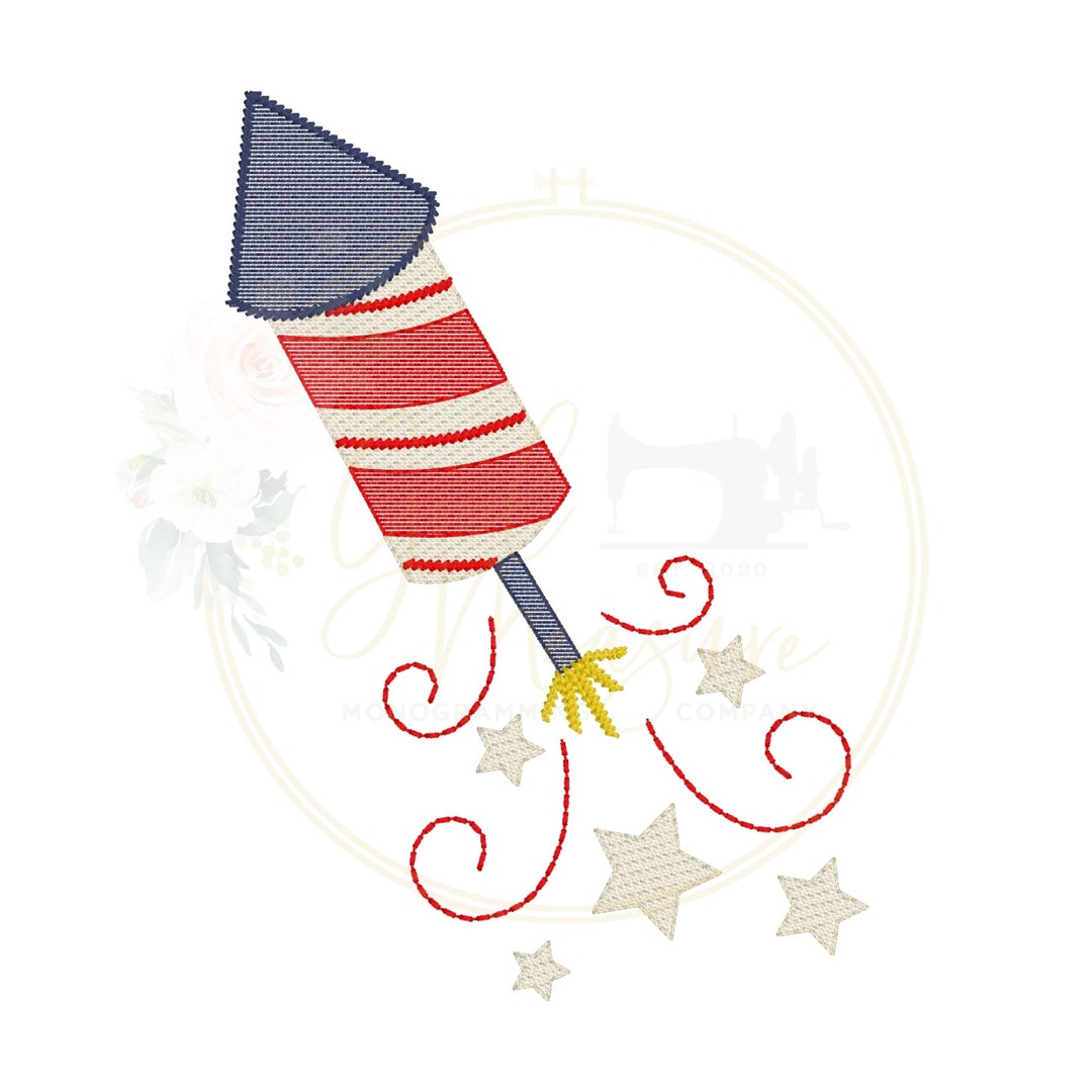 Patriotic Firecracker Girl Sketch Machine Embroidery Design - Etsy
