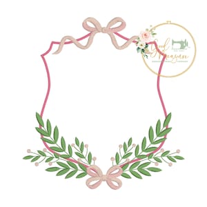 Bows and Branches Monogram Baby Floral Crest Stitch Machine Embroidery ...