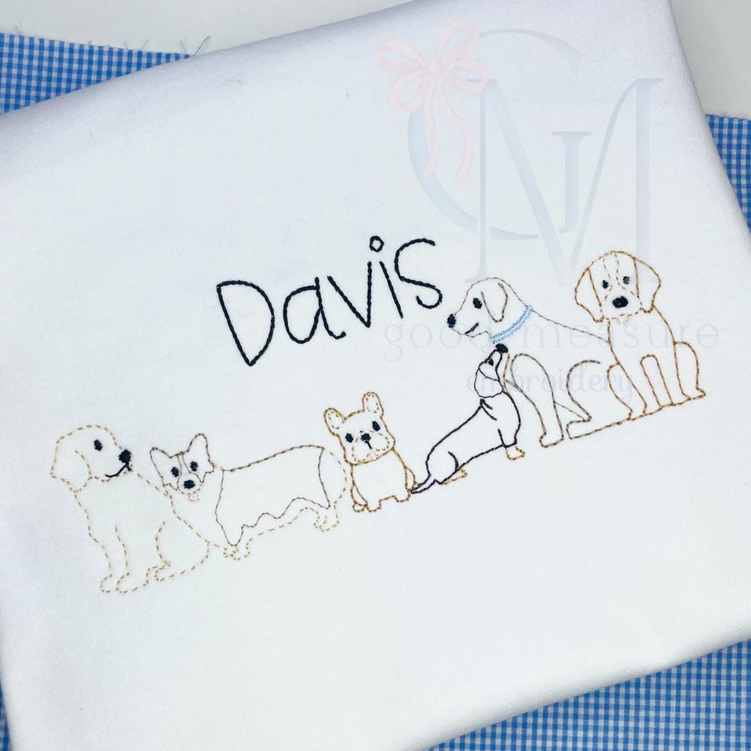 Vintage Stitch Puppy Line up Machine Embroidery Design - Etsy