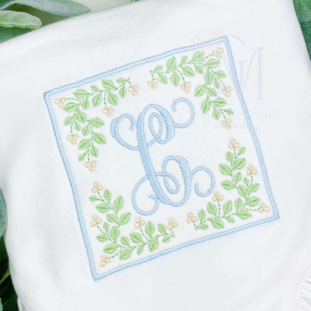 Elegant Ivy Square Monogram Frame Machine Embroidery Design - Etsy