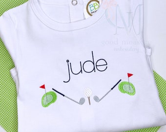 Golf Monogram Frame With Golf Green and Golf Club Machine Embroidery ...