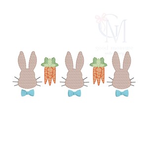 Dapper Easter Bunnies Trio Boy Sketch Stitch Machine Embroidery Design ...