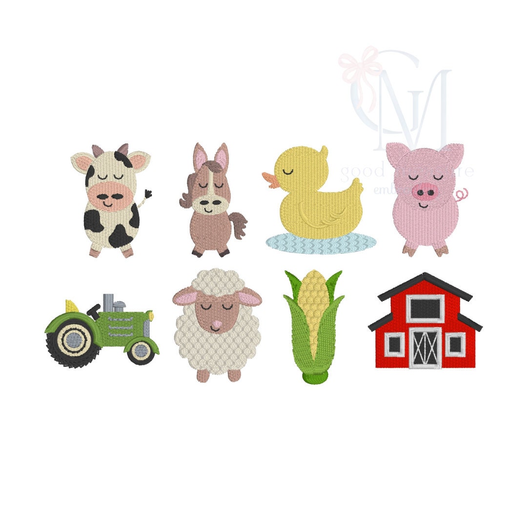 Mini Fill Barnyard Babies Farm Animal Bundle Machine Embroidery Design ...