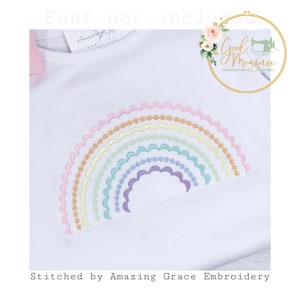 Rainbow Motif Scallop Stitch Machine Embroidery Design - Etsy