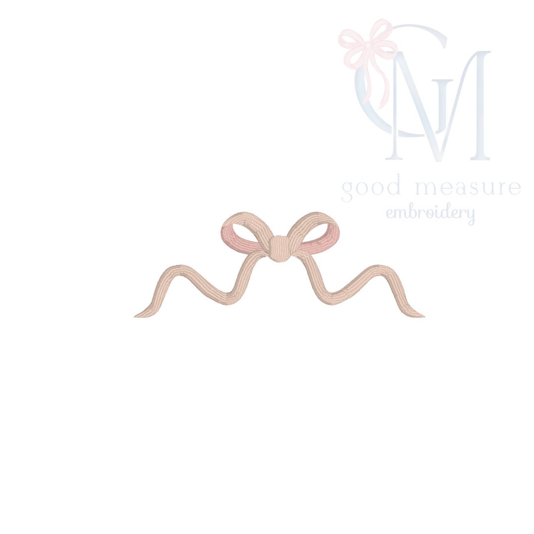 Satin Long Bow Embroidery Design - Etsy