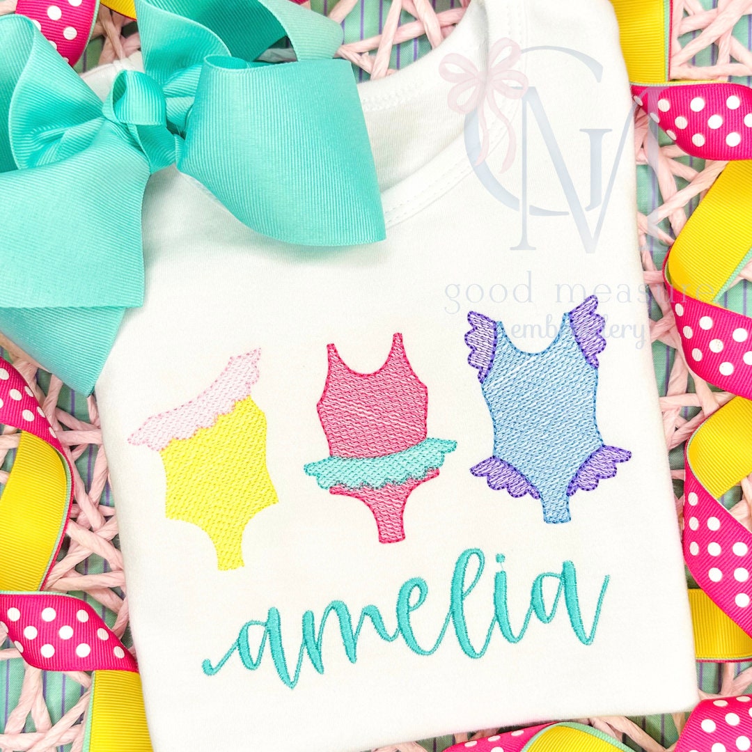 Summer Girls Swimsuits Sketch Stitch Machine Embroidery Design - Etsy