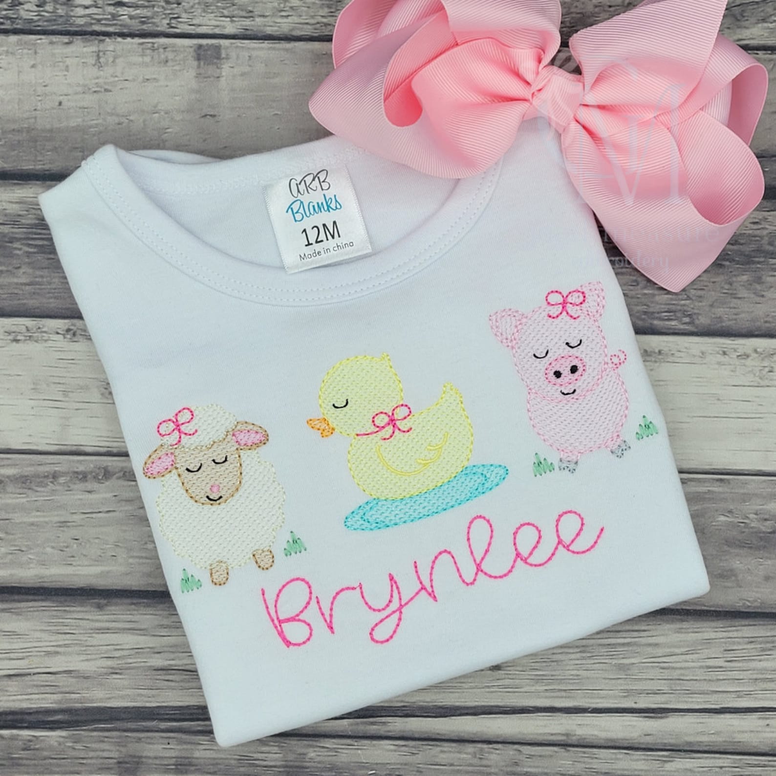 Baby Farm Animals Barnyard Girly Trio Sketch Stitch Machine Embroidery ...