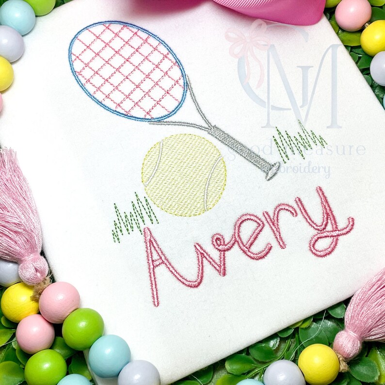Tennis Ball and Racket Stitch Machine Embroidery Design - Etsy