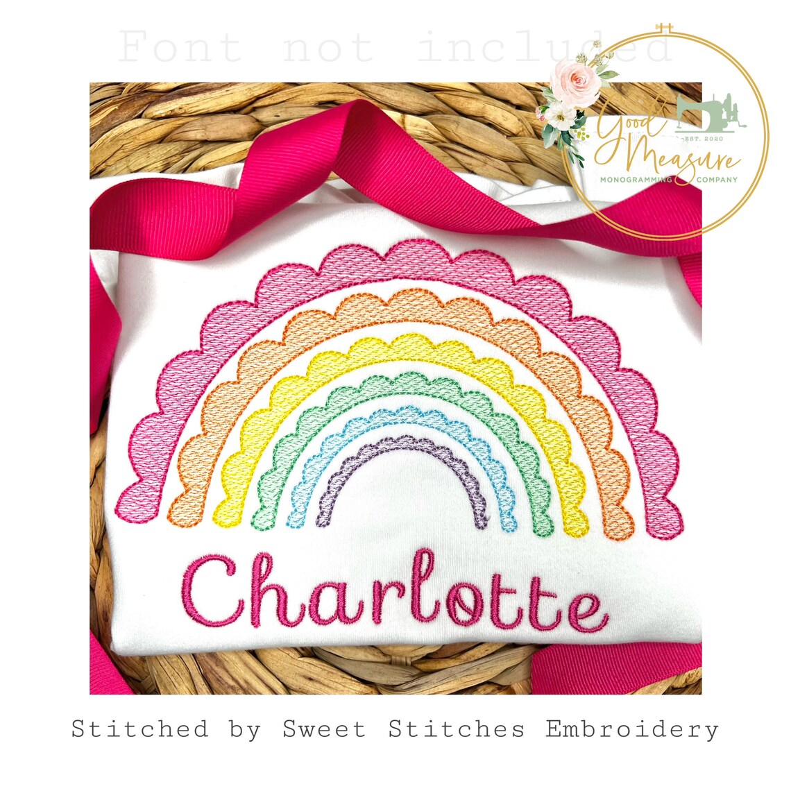 Scallop Rainbow Sketch Stitch Machine Embroidery Design - Etsy