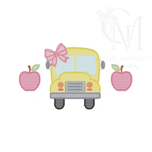 Back to School Bus With Bow Machine Embroidery Design - Etsy
