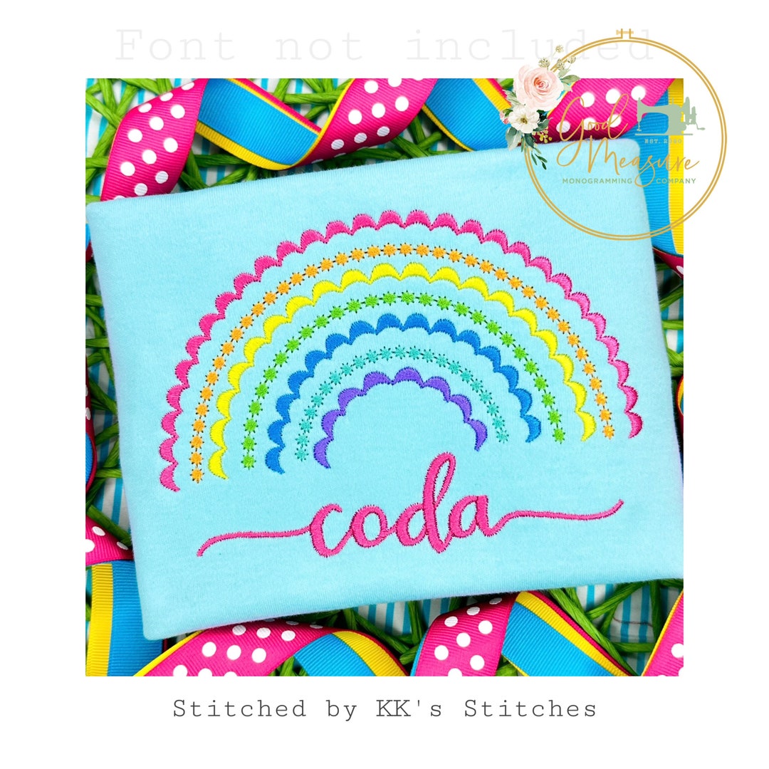 Rainbow Motif Scallop Stitch Machine Embroidery Design - Etsy