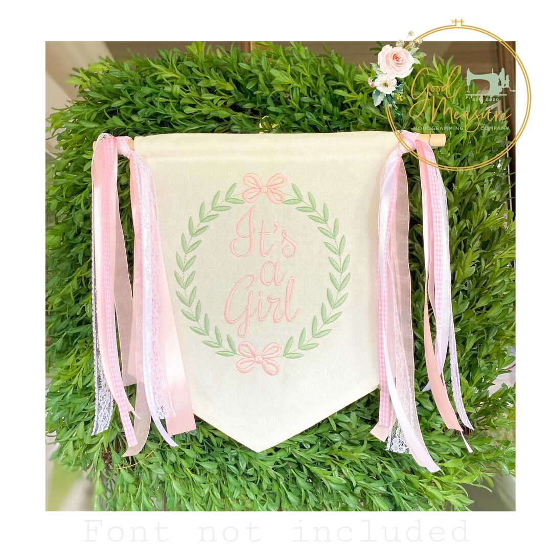 Bow Laurel Monogram Frame Stitch Machine Embroidery Design - Etsy