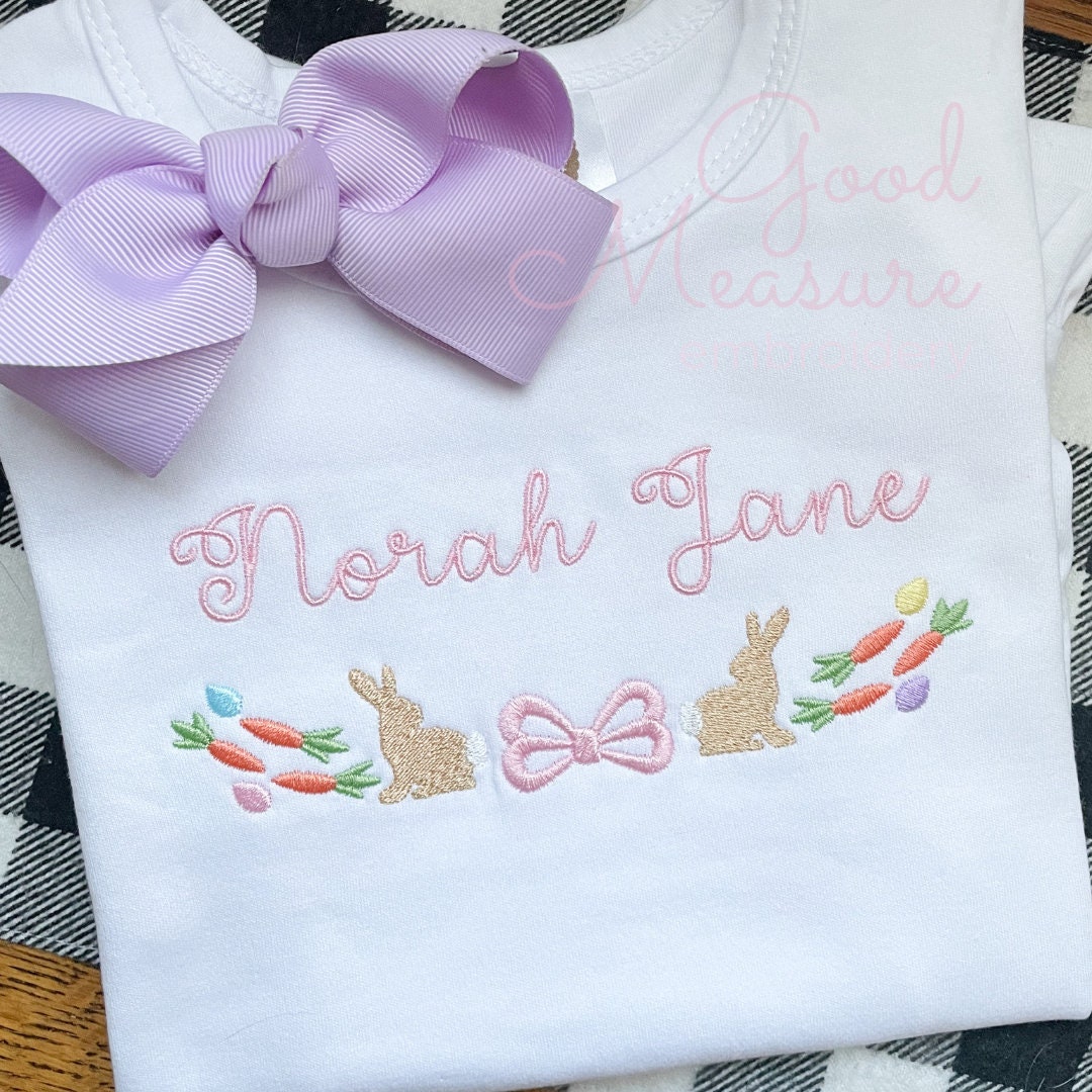 Bunny and Carrot Name Frame Machine Embroidery Design - Etsy