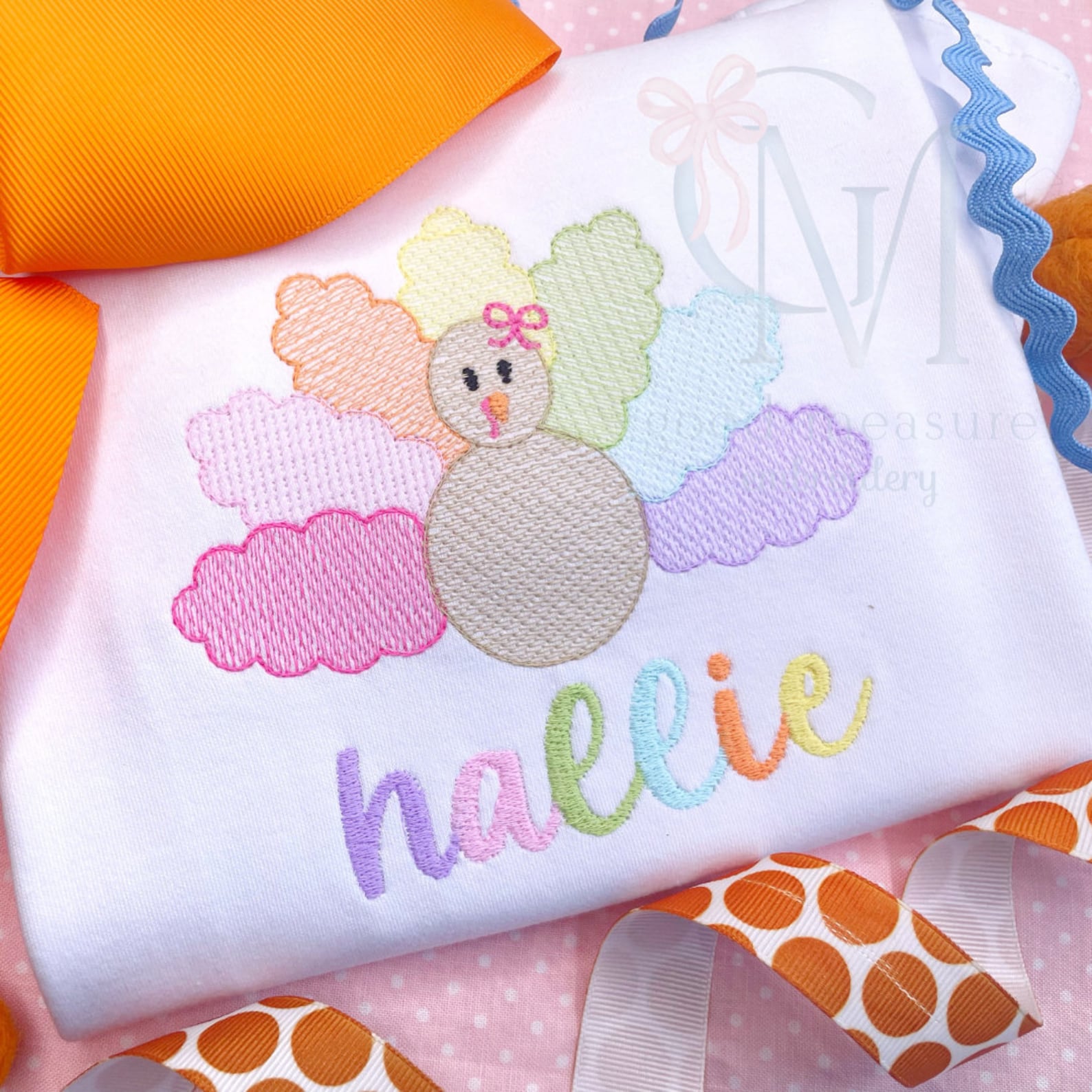 Scallop Thanksgiving Girly Turkey Sketch Machine Embroidery Design - Etsy