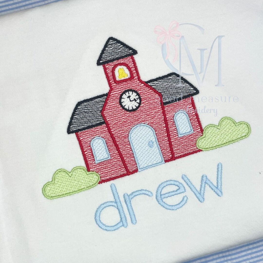 Back to School Schoolhouse Machine Embroidery Design - Etsy
