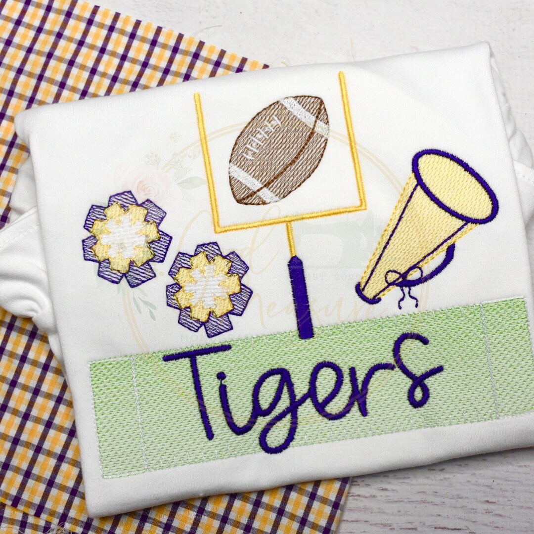 Football Girly Trio Goal Post Field Name Frame Sketch Machine ...