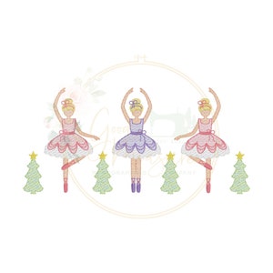Sugar Plum Fairies Christmas Dancer Sketch Machine Embroidery Design - Etsy