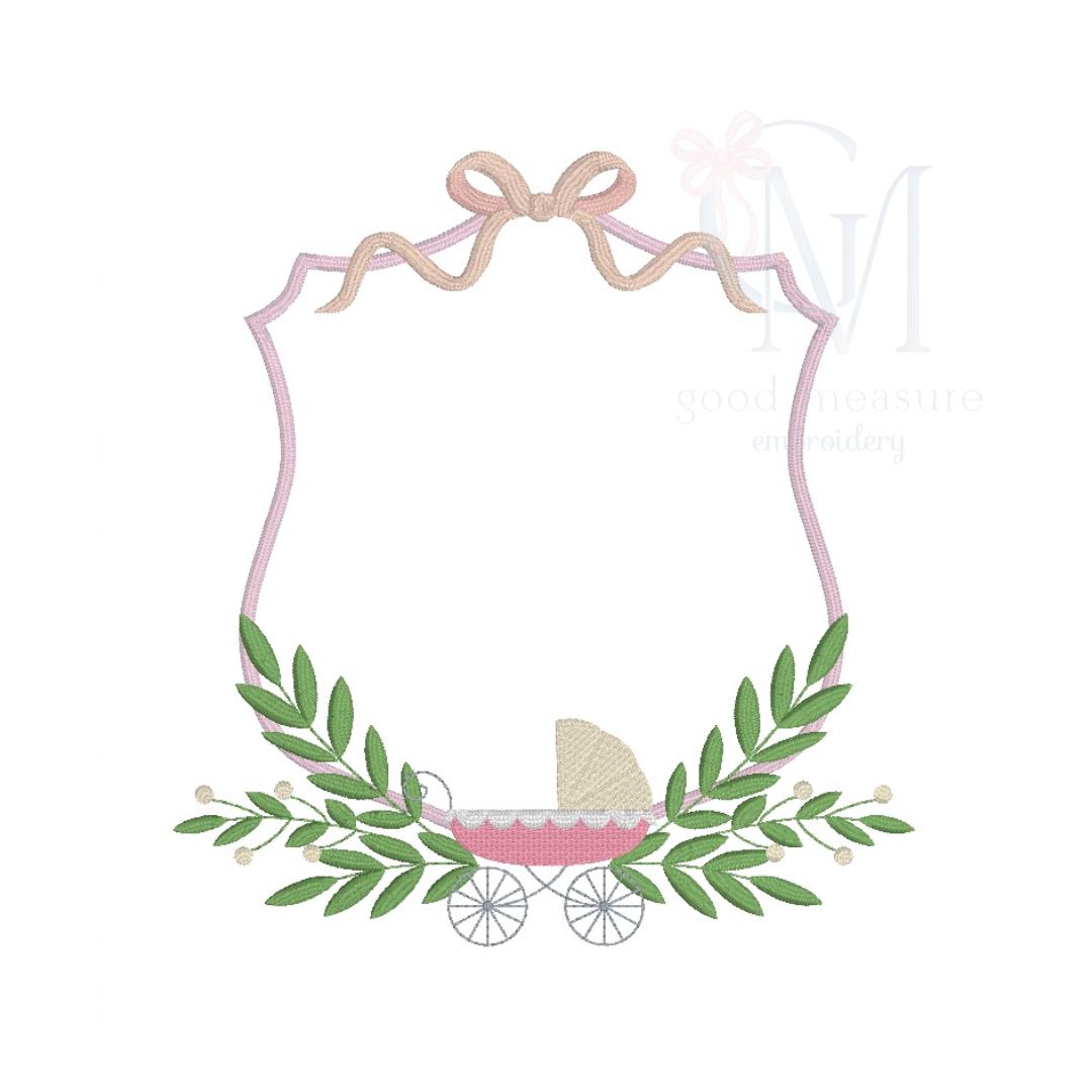 Bow Carriage and Branches Crest Machine Embroidery Design - Etsy