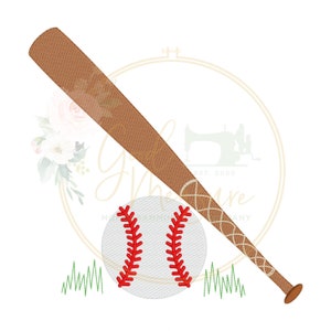 Baseball and Bat Stitch Machine Embroidery Design - Etsy