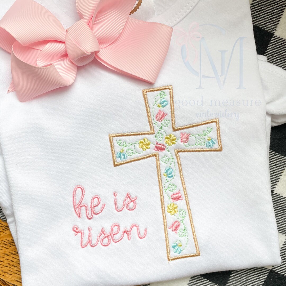 Easter Floral Cross Machine Embroidery Design - Etsy