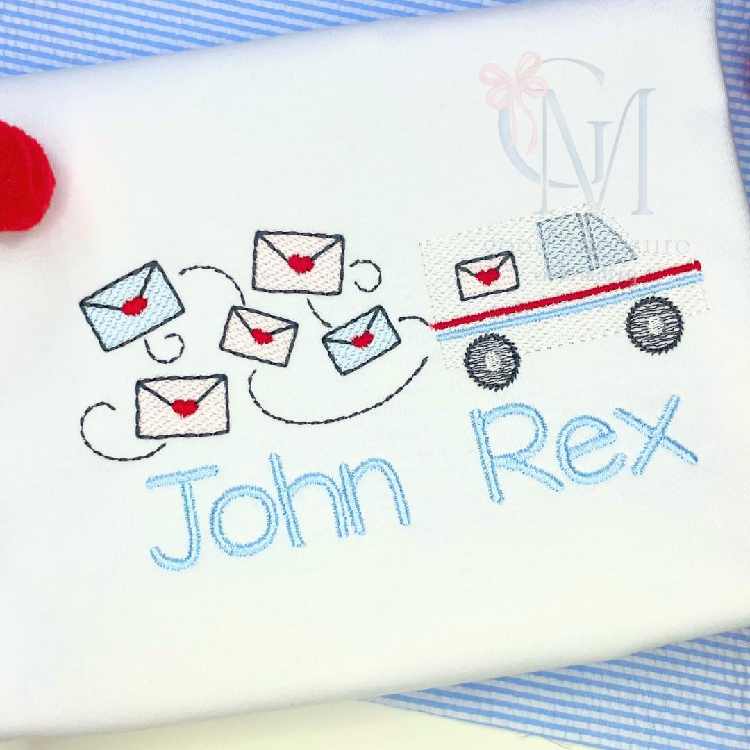 Sketch Valentines Mailman Truck Machine Embroidery Design - Etsy