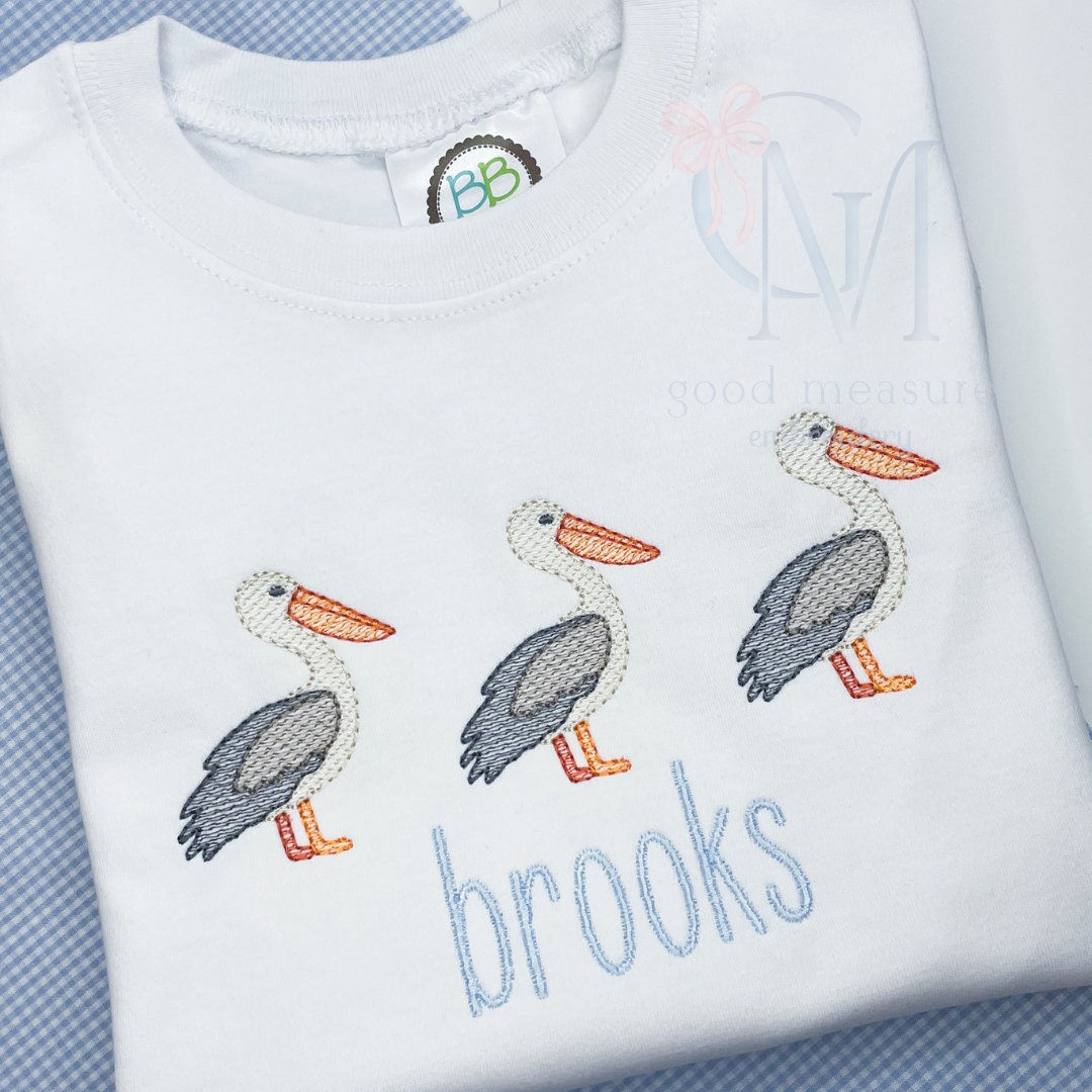 Pelican Sketch Trio Machine Embroidery Design - Etsy