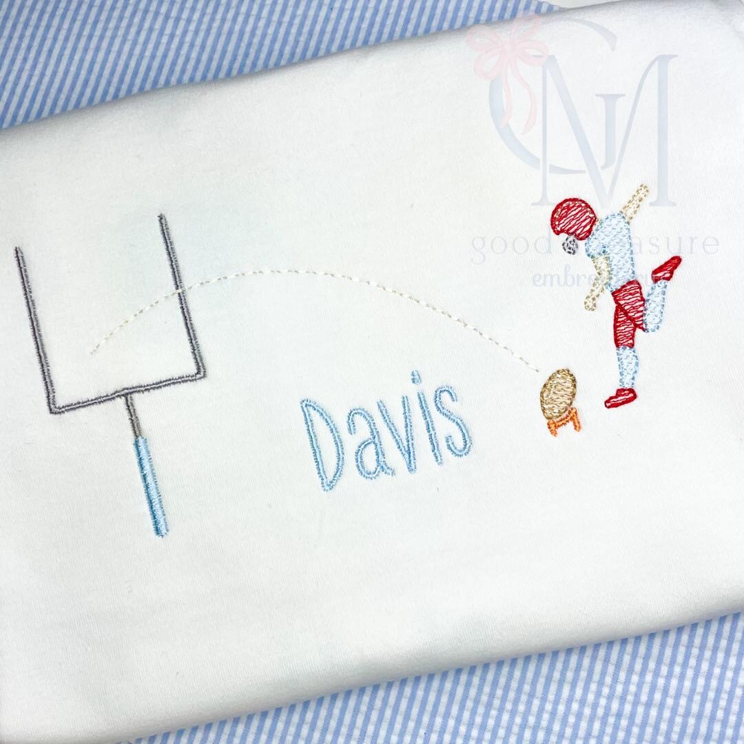 Football Field Goal Kicker Name Frame Sketch Machine Embroidery Design ...