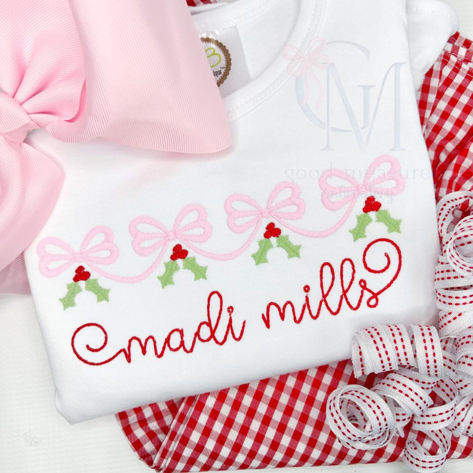 Bow Swag With Holly Berries Satin Stitch Embroidery Design - Etsy