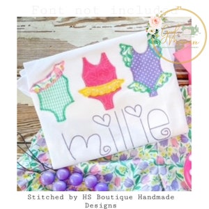 Summer Girls Swimsuits Zig Zag Applique Machine Embroidery - Etsy