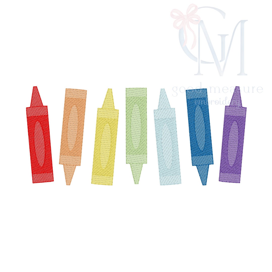 Sketch Crayons Back to School Machine Embroidery Design - Etsy