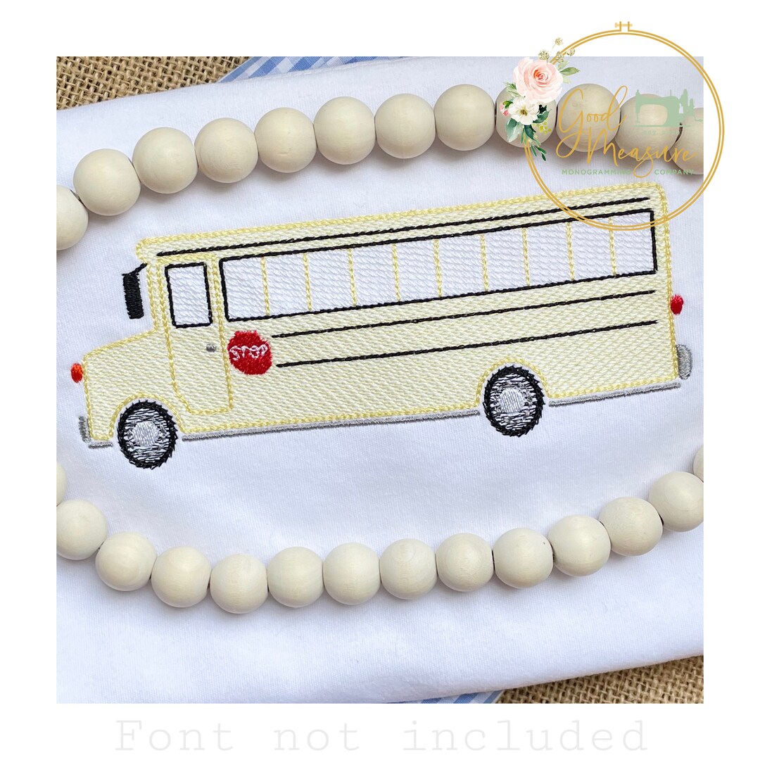 School Bus Sketch Back to School Stitch Machine Embroidery Design - Etsy
