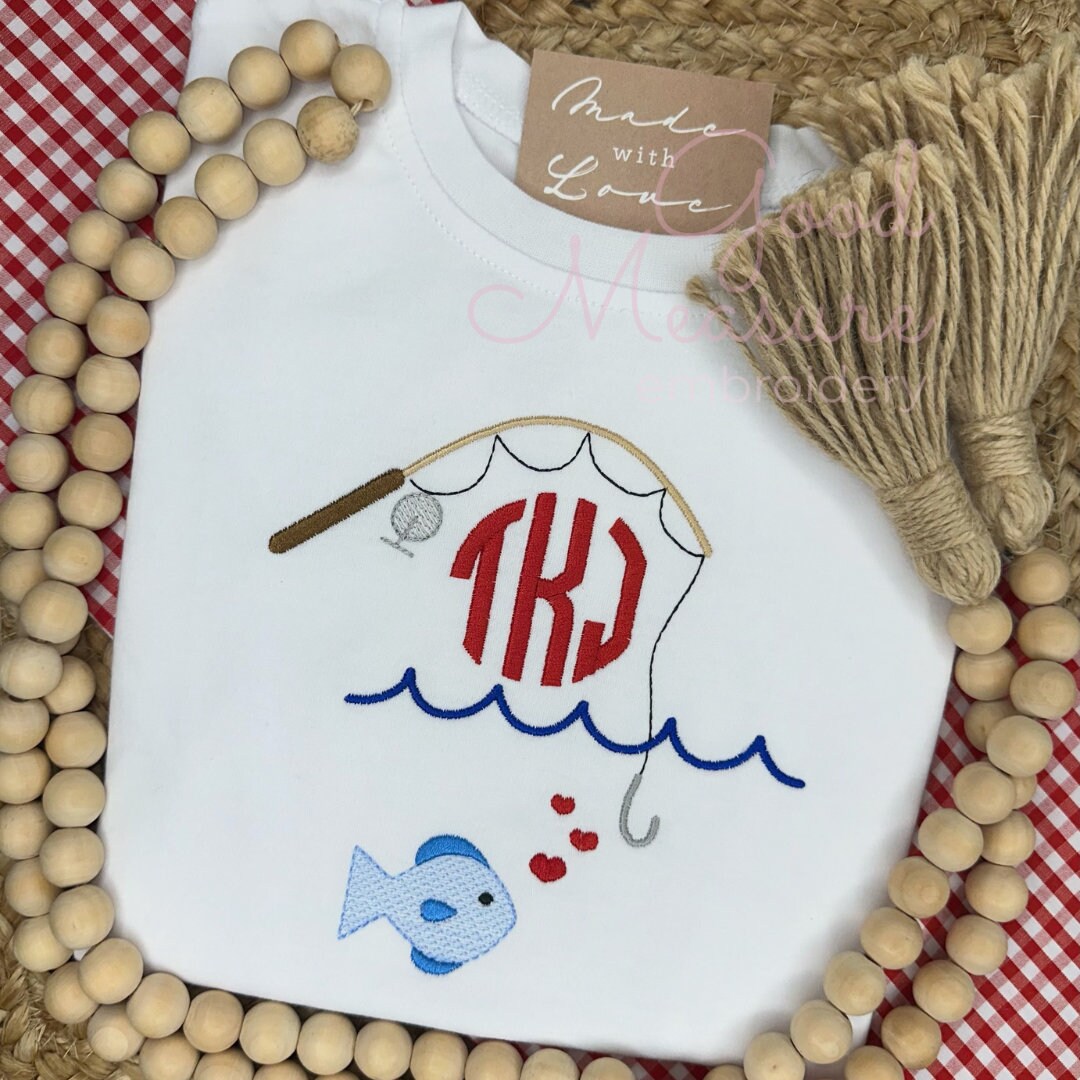 Valentines Fishing Pole and Fish Machine Embroidery Design - Etsy
