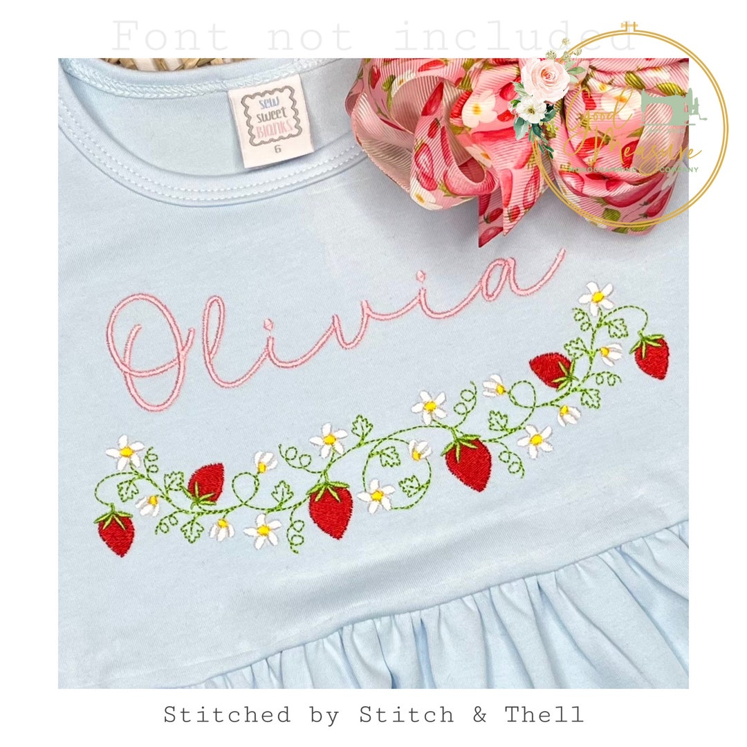 Strawberry Vine Floral Name Frame Embroidery Design - Etsy