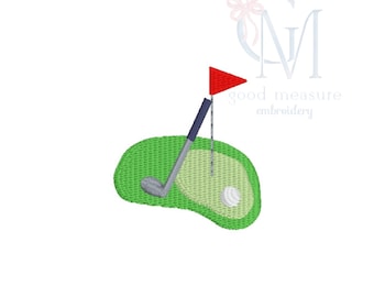 Golf Monogram Frame With Golf Green and Golf Club Machine Embroidery ...