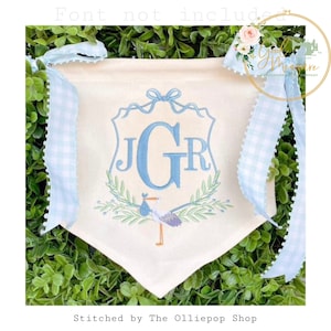 Baby and Branches Monogram Stork Floral Crest Stitch Machine Embroidery ...